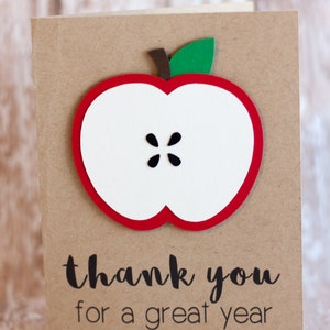 Teacher Thank You Card Teacher Appreciation Card Red Apple | Etsy