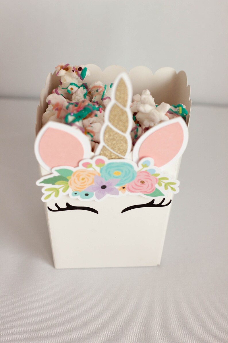 Unicorn Popcorn Box Unicorn Candy Box Floral Unicorn Favor | Etsy