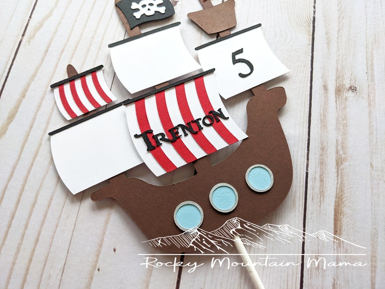 Pirate Ship Cake Topper Pirate Birthday Cake Topper | Etsy