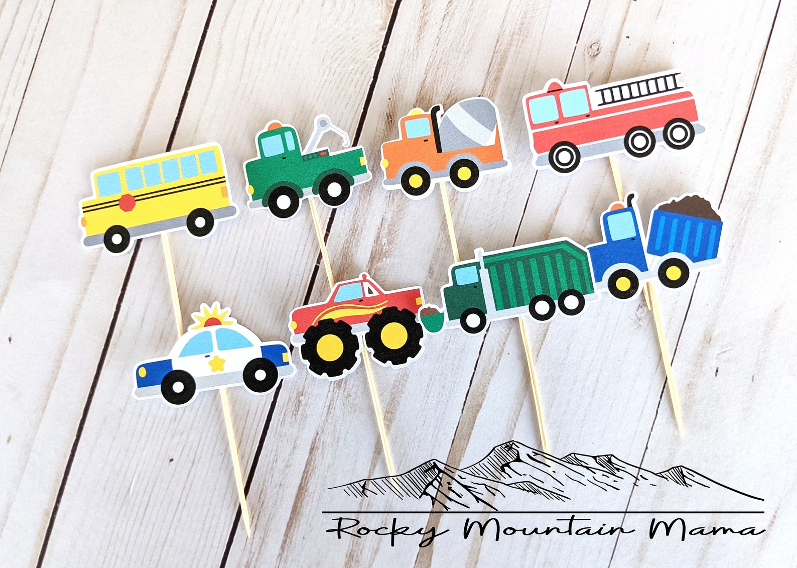 Cars & Trucks Cupcake Toppers Set of 12 Car Toppers - Etsy