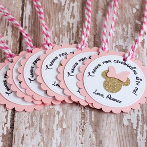 Minnie Mouse Favor Tags, Pink and Gold Favor Tags, Minnie Mouse Baby ...