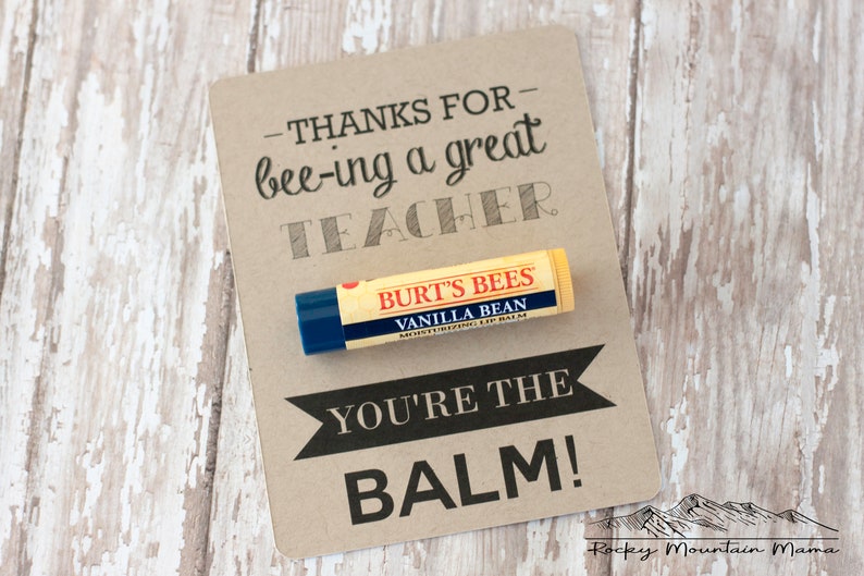 Lip Balm Thank You Card, Teacher Appreciation Lip Balm Card, Burt's ...
