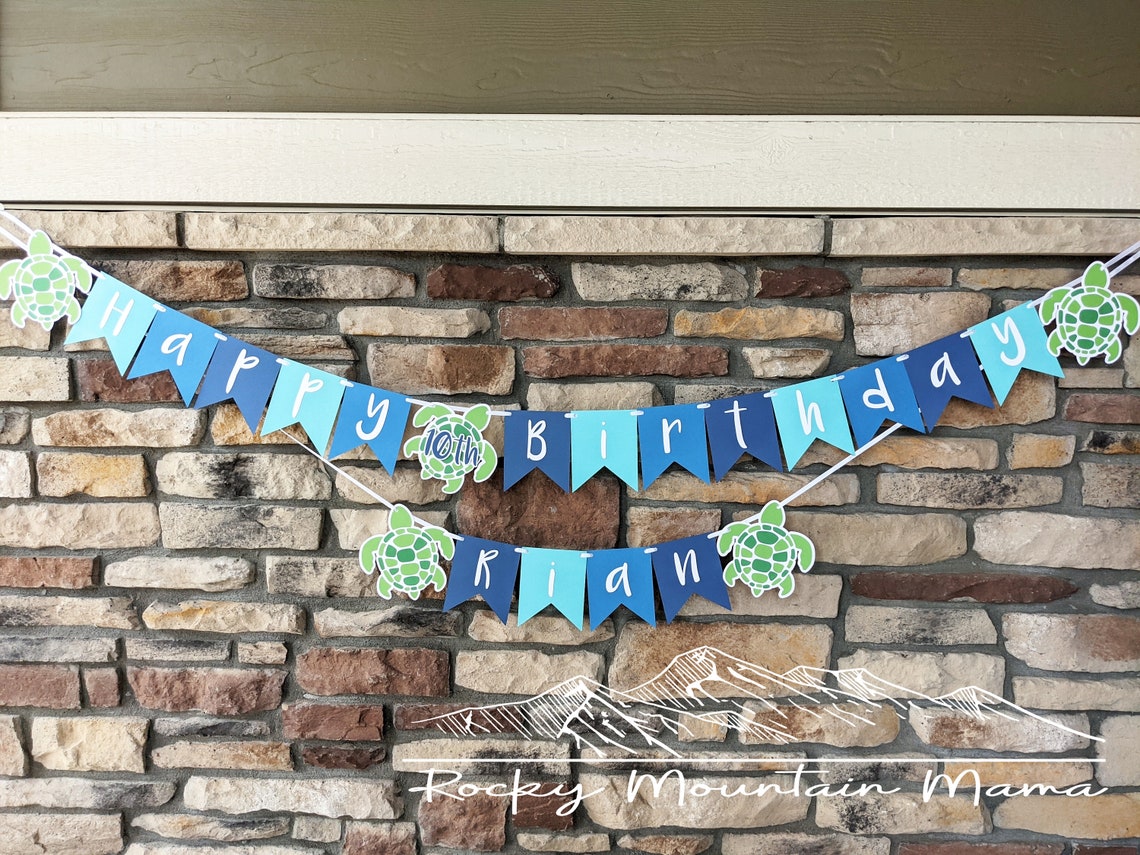 Sea Turtle Party Banner VSCO Birthday Banner - Etsy