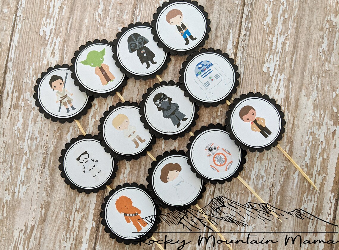 Star Wars Cupcake Toppers Set of 12 Star Wars Food Toppers - Etsy