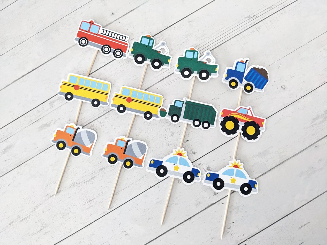 Cars & Trucks Cupcake Toppers, Set of 12 Car Toppers - Etsy