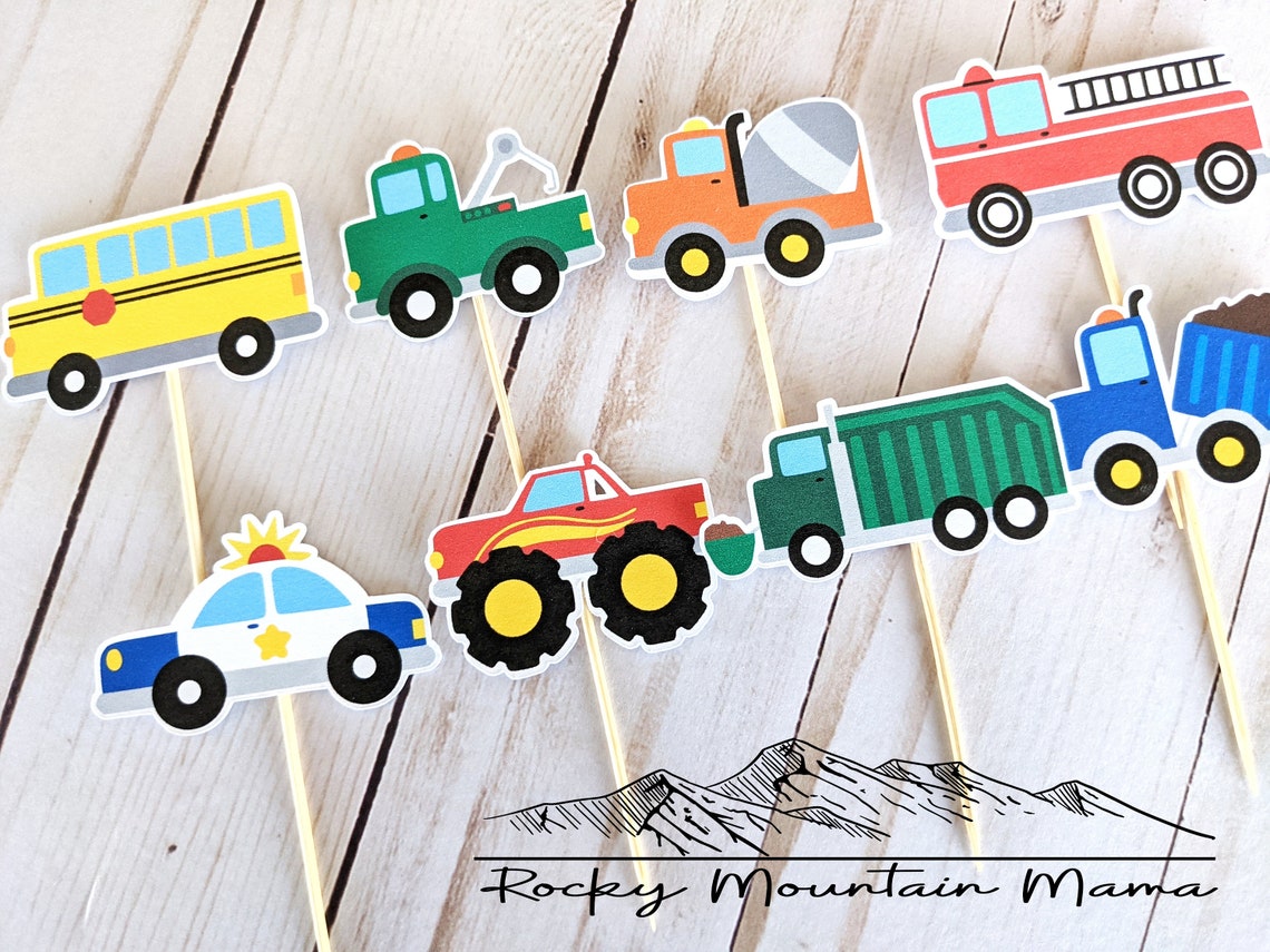 Cars & Trucks Cupcake Toppers Set of 12 Car Toppers - Etsy