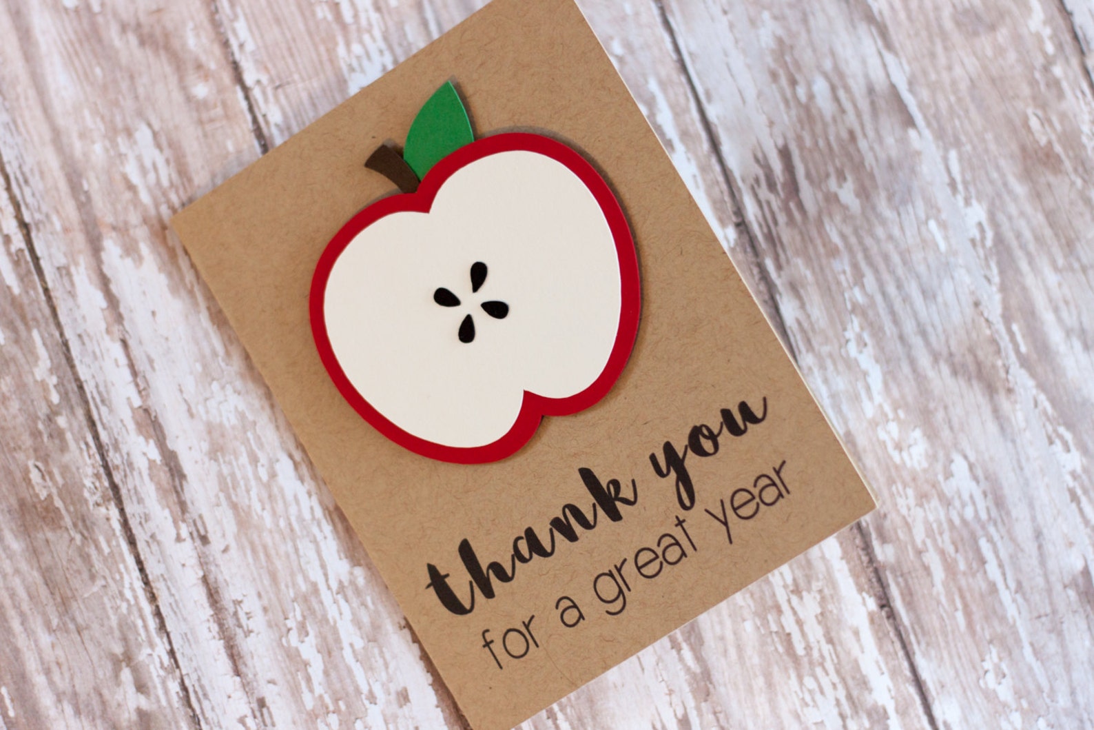 Teacher Thank You Card Teacher Appreciation Card Red Apple | Etsy