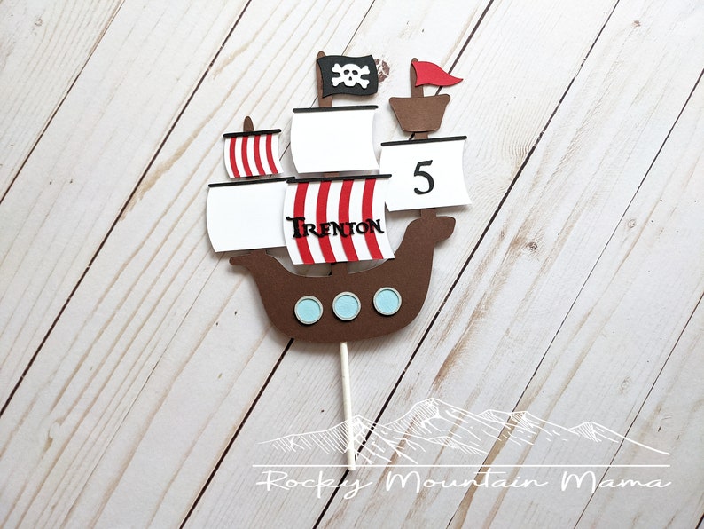 Pirate Ship Cake Topper Pirate Birthday Cake Topper | Etsy