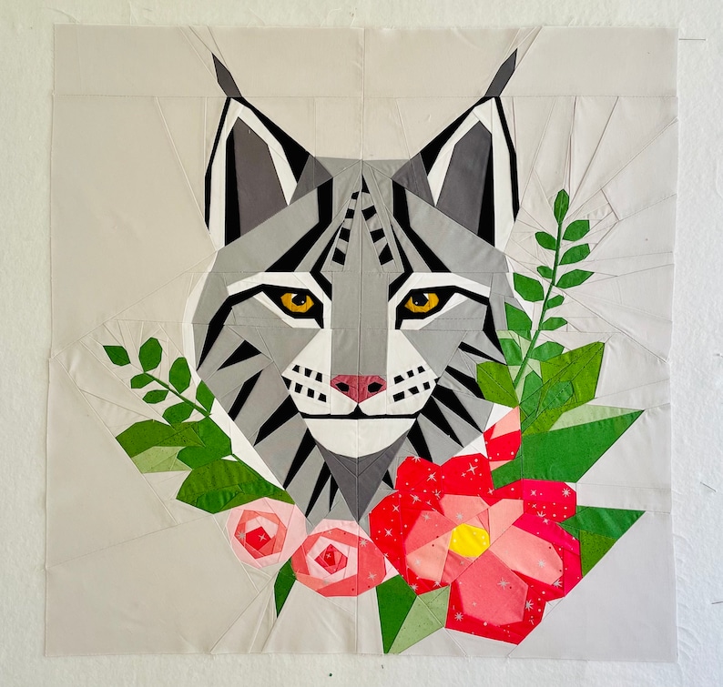 Floral Big Cats Lynx Foundation Paper Piecing Pattern - Etsy