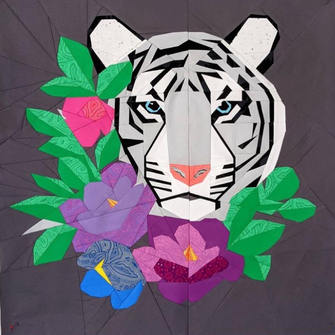 Floral Big Cats Tiger Foundation Paper Piecing Pattern | Etsy