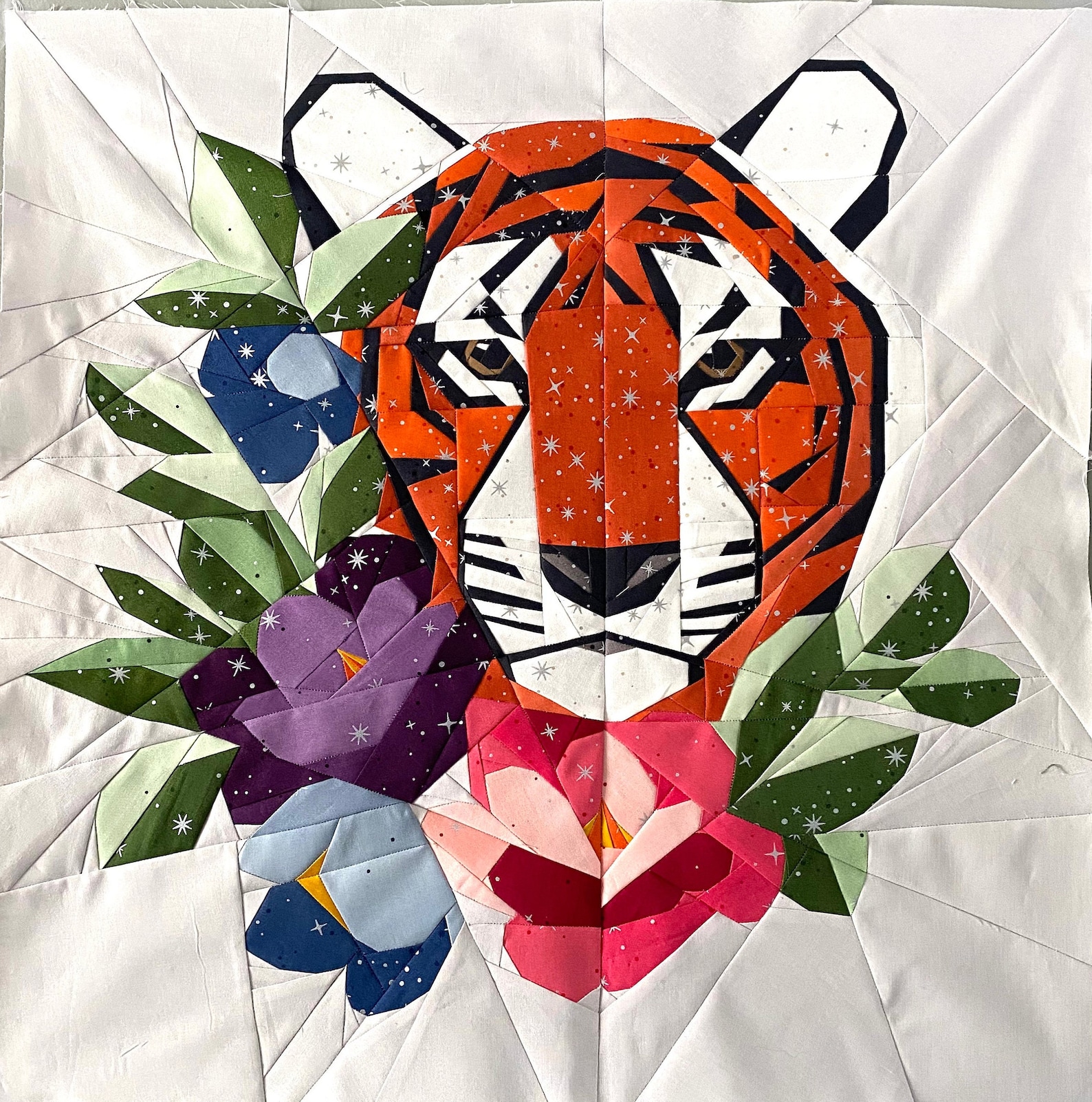 Floral Big Cats Tiger Foundation Paper Piecing Pattern | Etsy