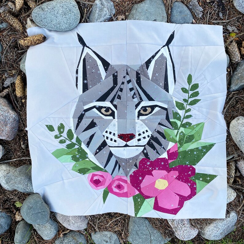 Floral Big Cats Lynx Foundation Paper Piecing Pattern - Etsy