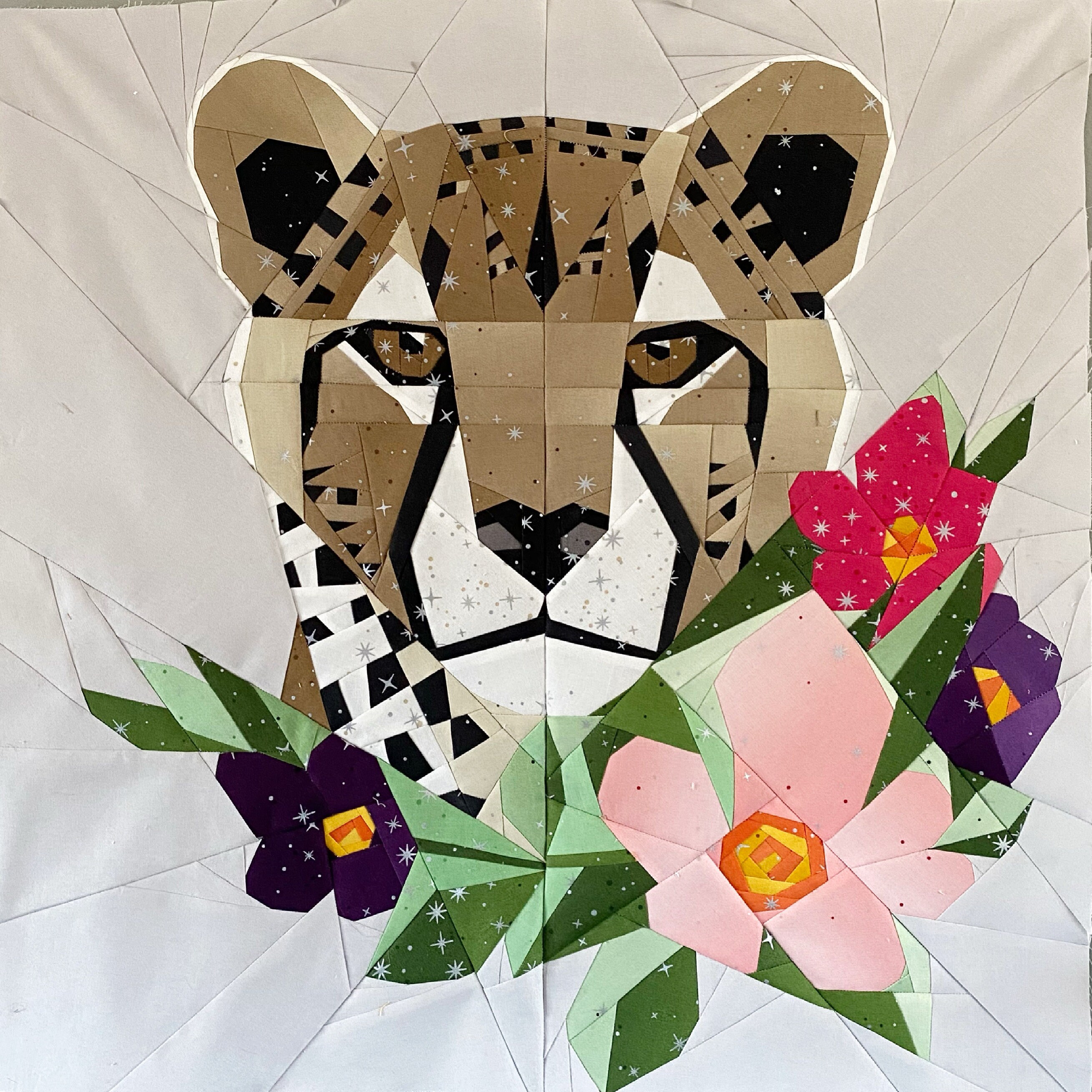 Floral Big Cats Cheetah Foundation Paper Piecing Pattern - Etsy Canada