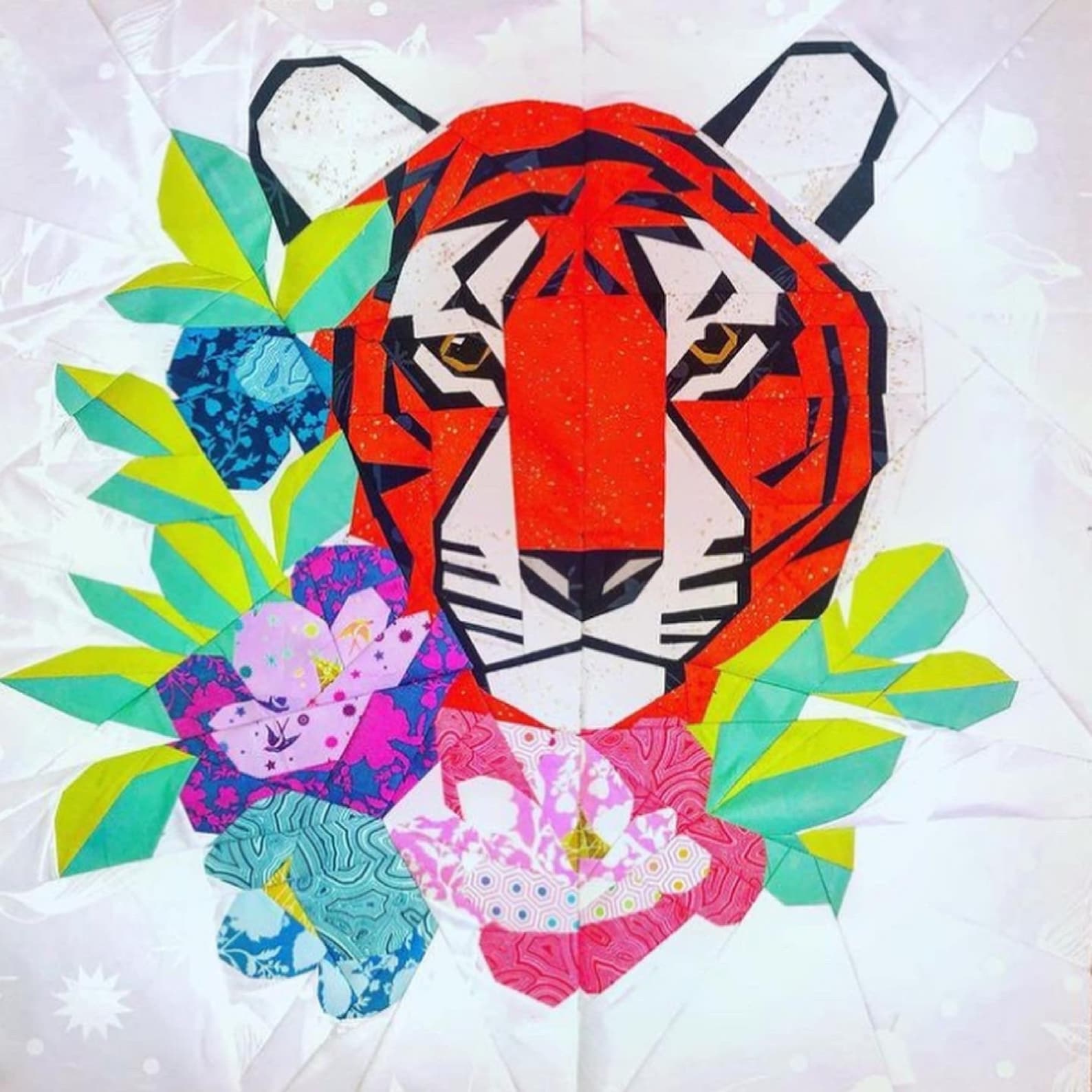 Floral Big Cats Tiger Foundation Paper Piecing Pattern | Etsy