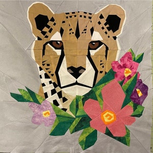 Floral Big Cats - Cheetah Foundation Paper Piecing Pattern - Etsy