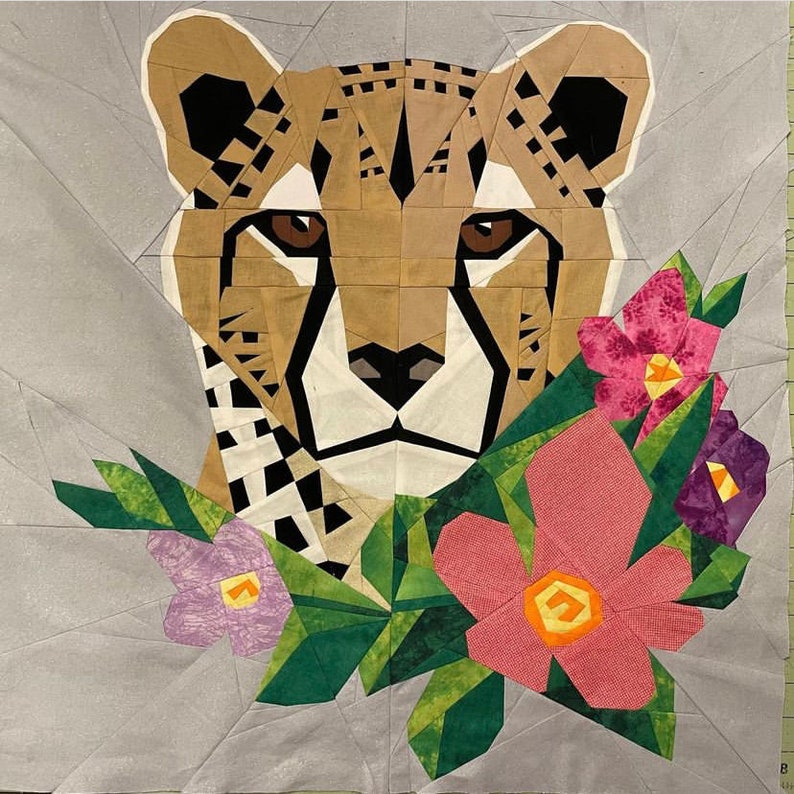 Floral Big Cats Cheetah Foundation Paper Piecing Pattern - Etsy