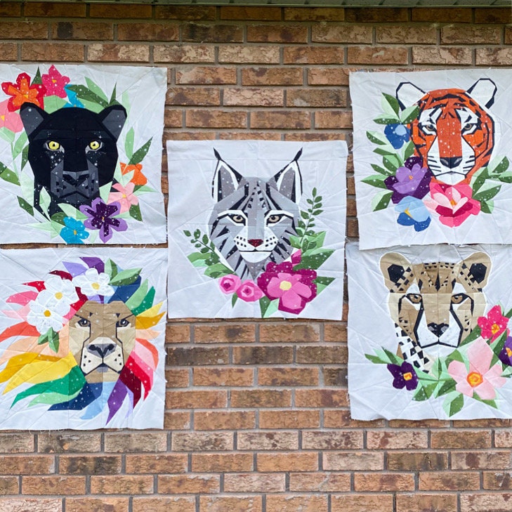 Floral Big Cats Lynx Foundation Paper Piecing Pattern - Etsy