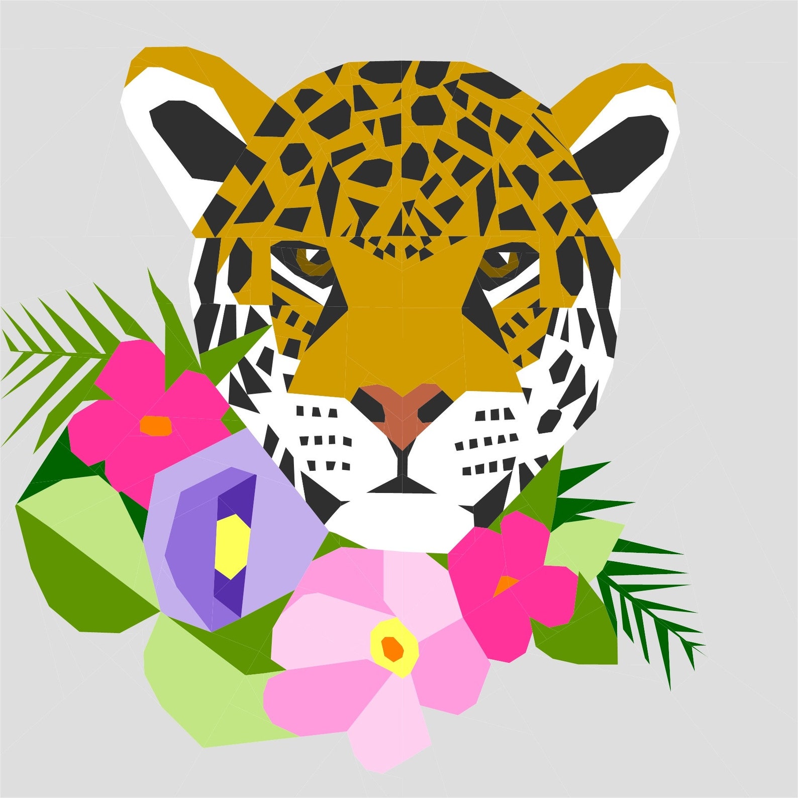 Floral Big Cats - Jaguar Foundation Paper Piecing Pattern - Etsy