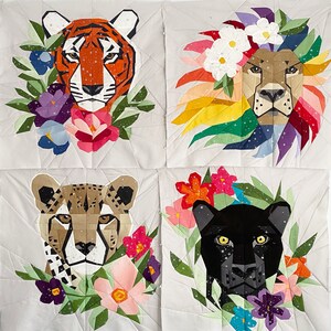 Floral Big Cats - Cheetah Foundation Paper Piecing Pattern - Etsy