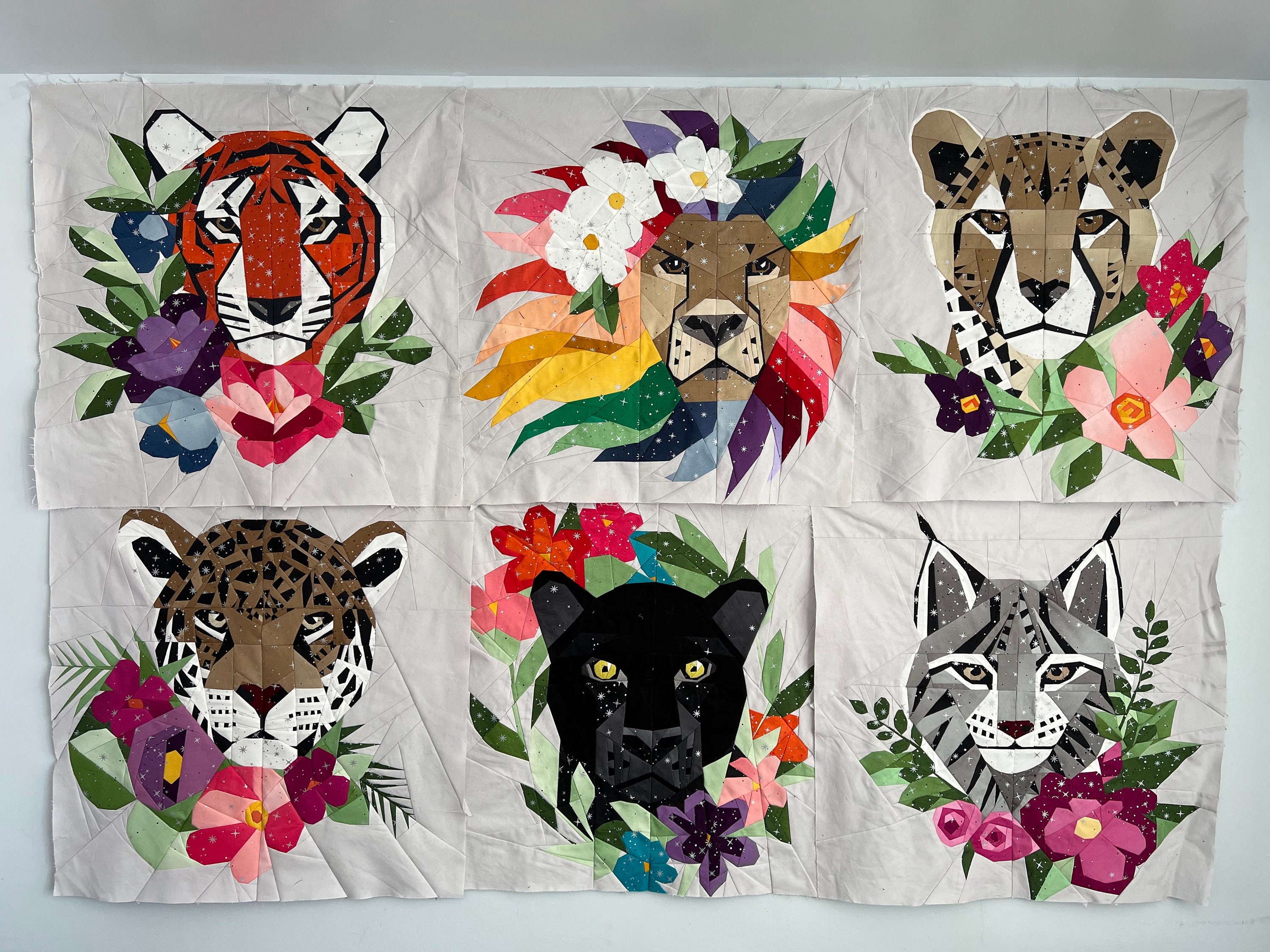 Floral Big Cats - Jaguar Foundation Paper Piecing Pattern - Etsy