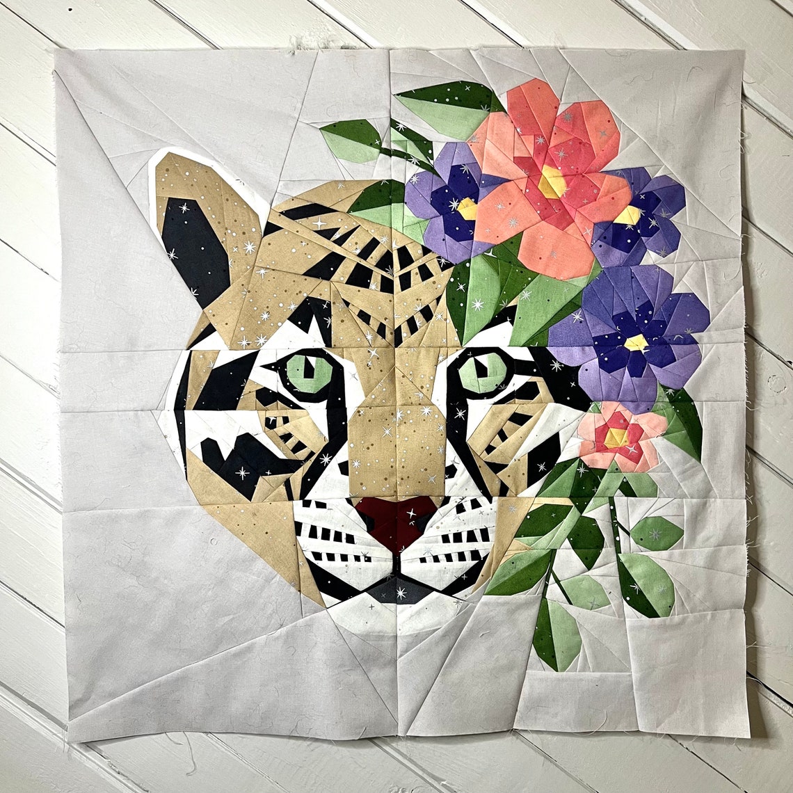 Floral Big Cats - Clouded Leopard Foundation Paper Piecing Pattern - Etsy