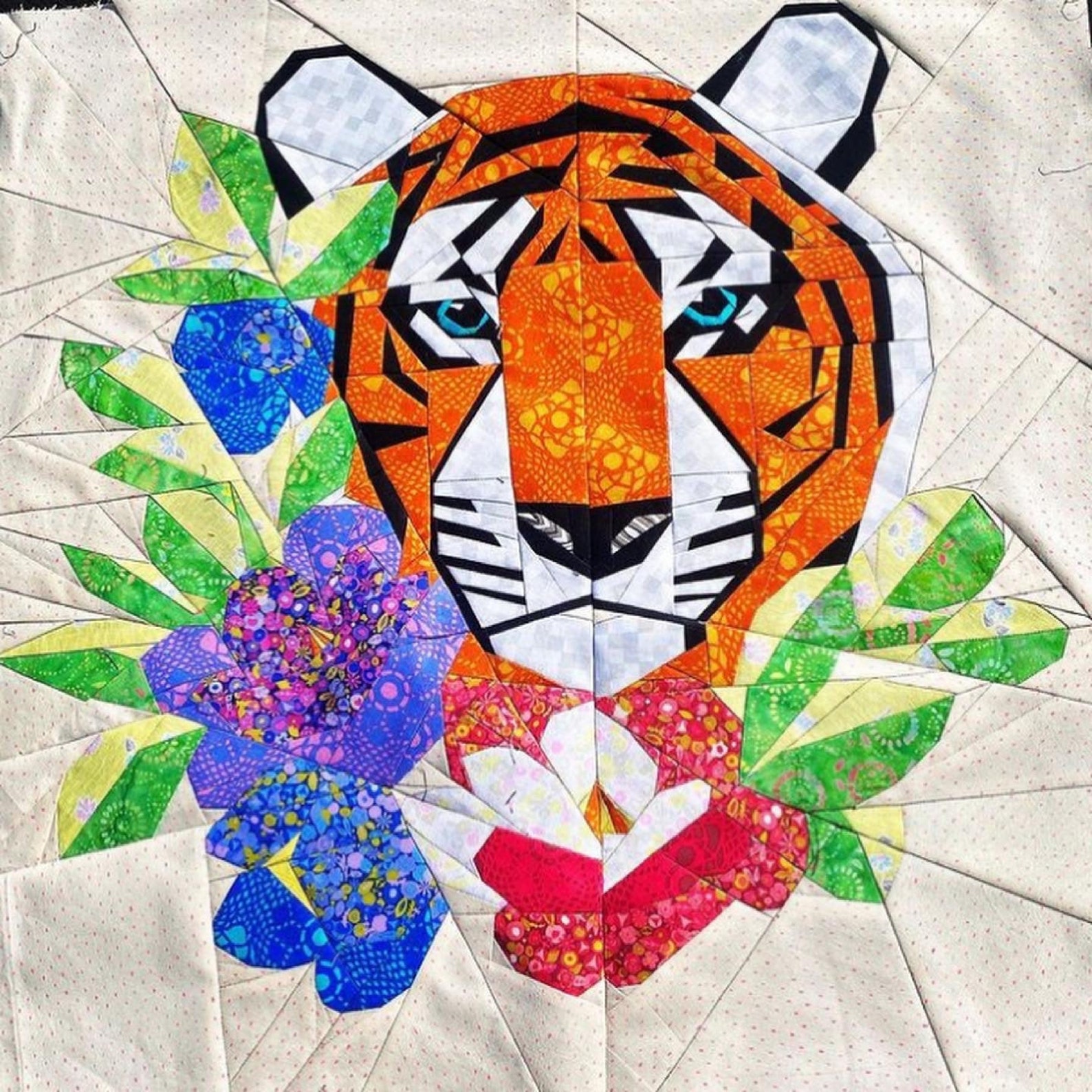 Floral Big Cats Tiger Foundation Paper Piecing Pattern | Etsy