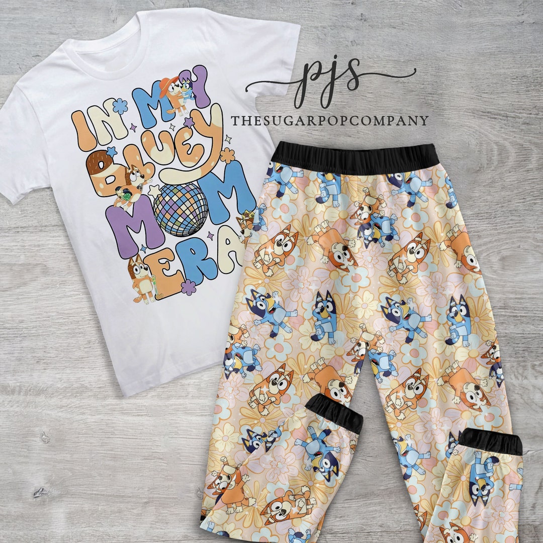In My Blue Mom Era Pajamas Set, Blue Dog Mother's Day Pajamas Set, Blue ...