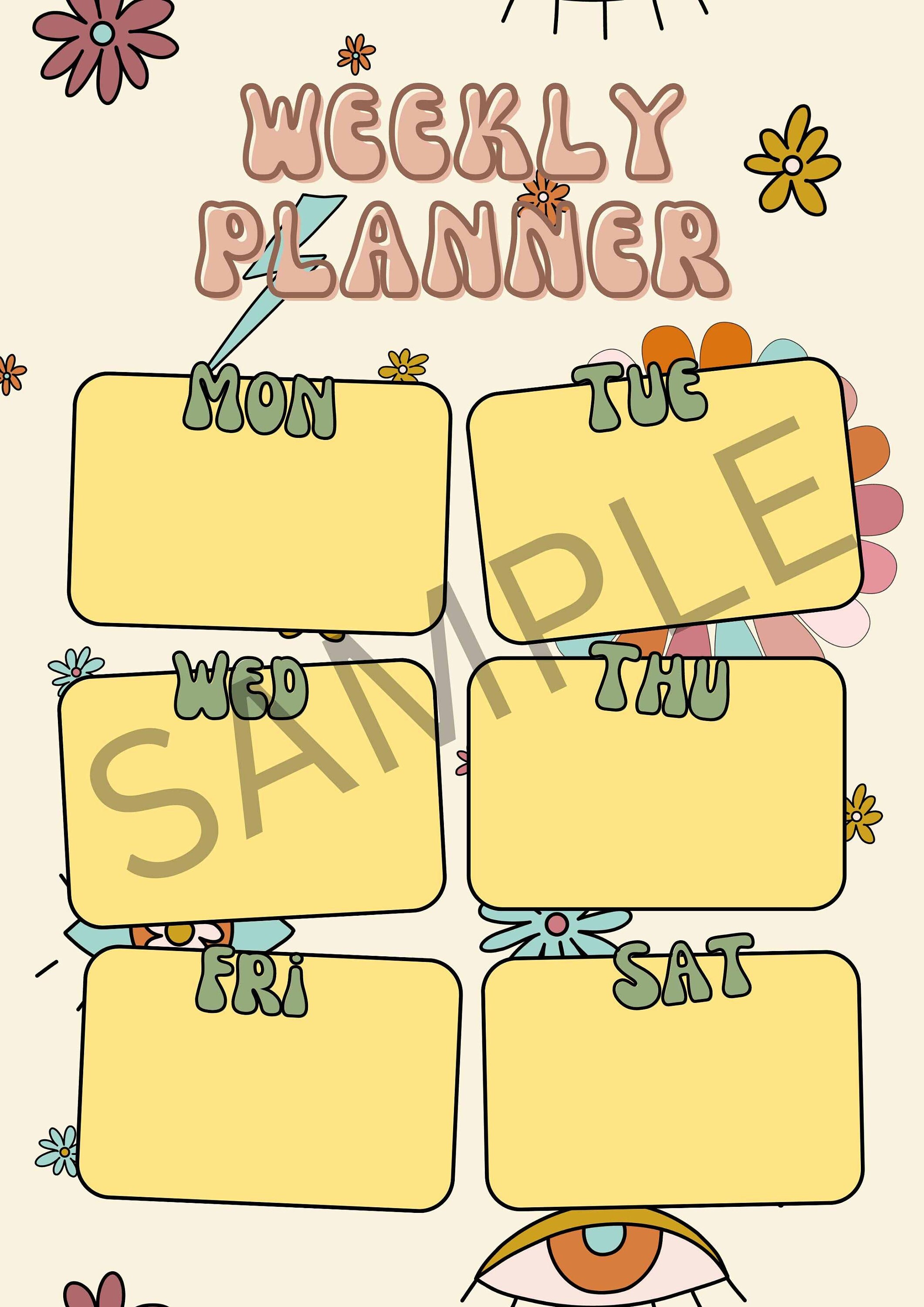 Digital Download of Weekly Calendar/ Organizational Tools// Unlimited ...