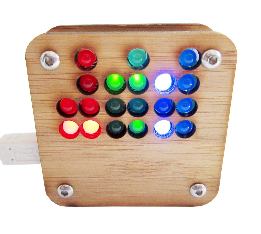 Binary Clock Kit With RGB Lights in Wood Case - Etsy