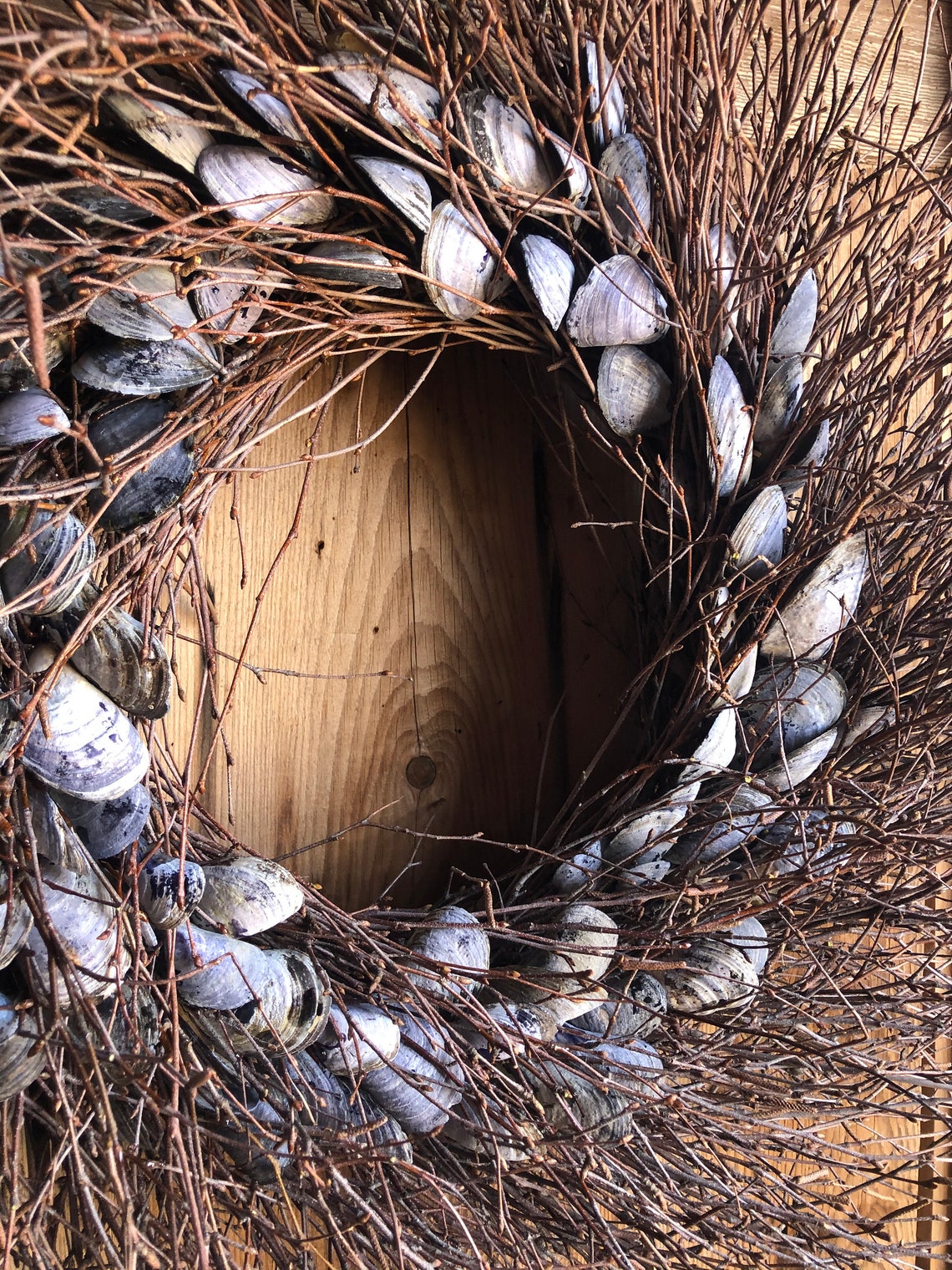 Twig and Mussel Shell Wreath - Etsy