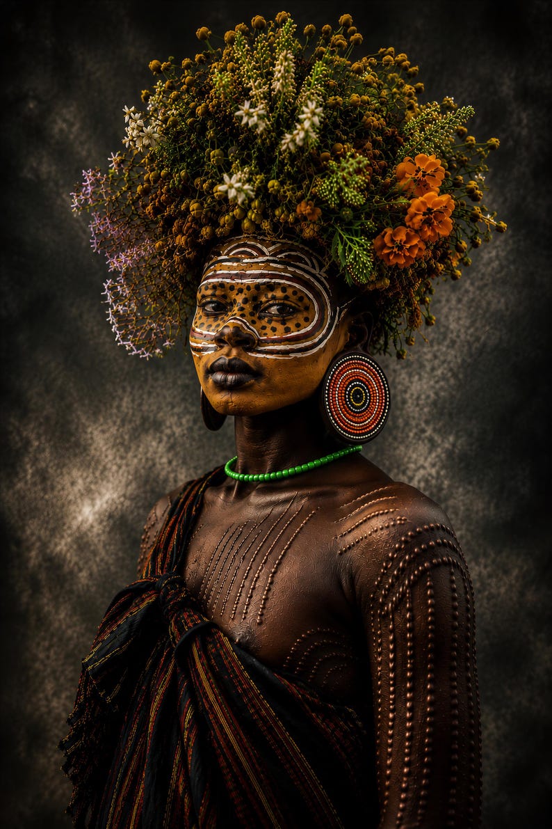 African Wall Art Printable Omo Valley Ethiopia Tribal Portrait Luxury ...