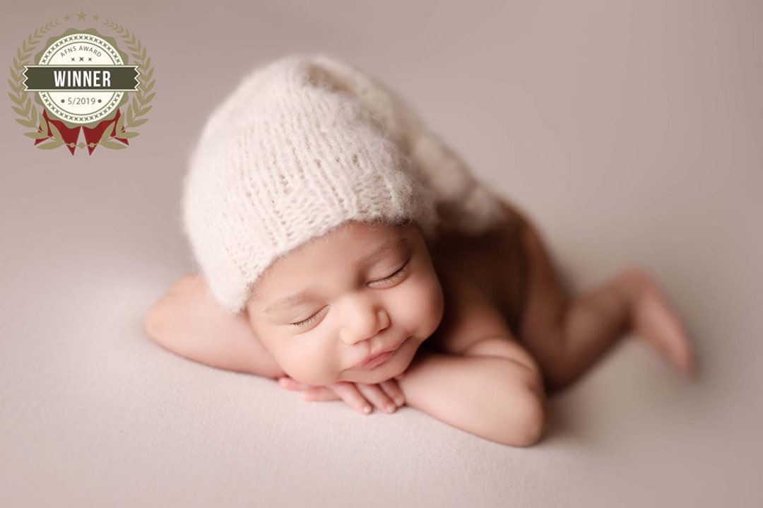 Brushed Alpaca Silk Newborn Sleepy Cap, Newborn Sleepy Hat, Photo Prop ...