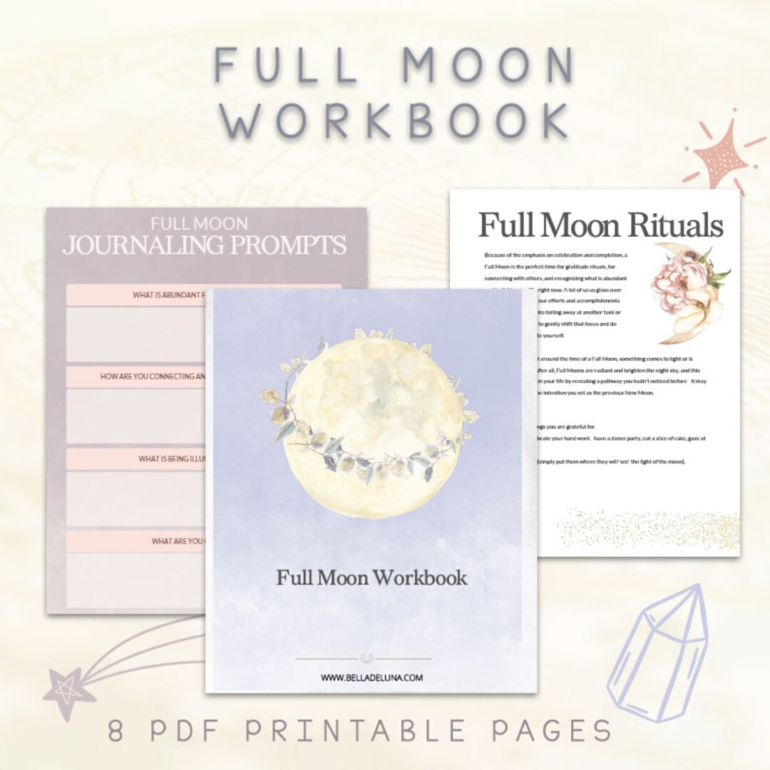 Full Moon Workbook - Coloring Page- Printable Moon Journal - Printable ...