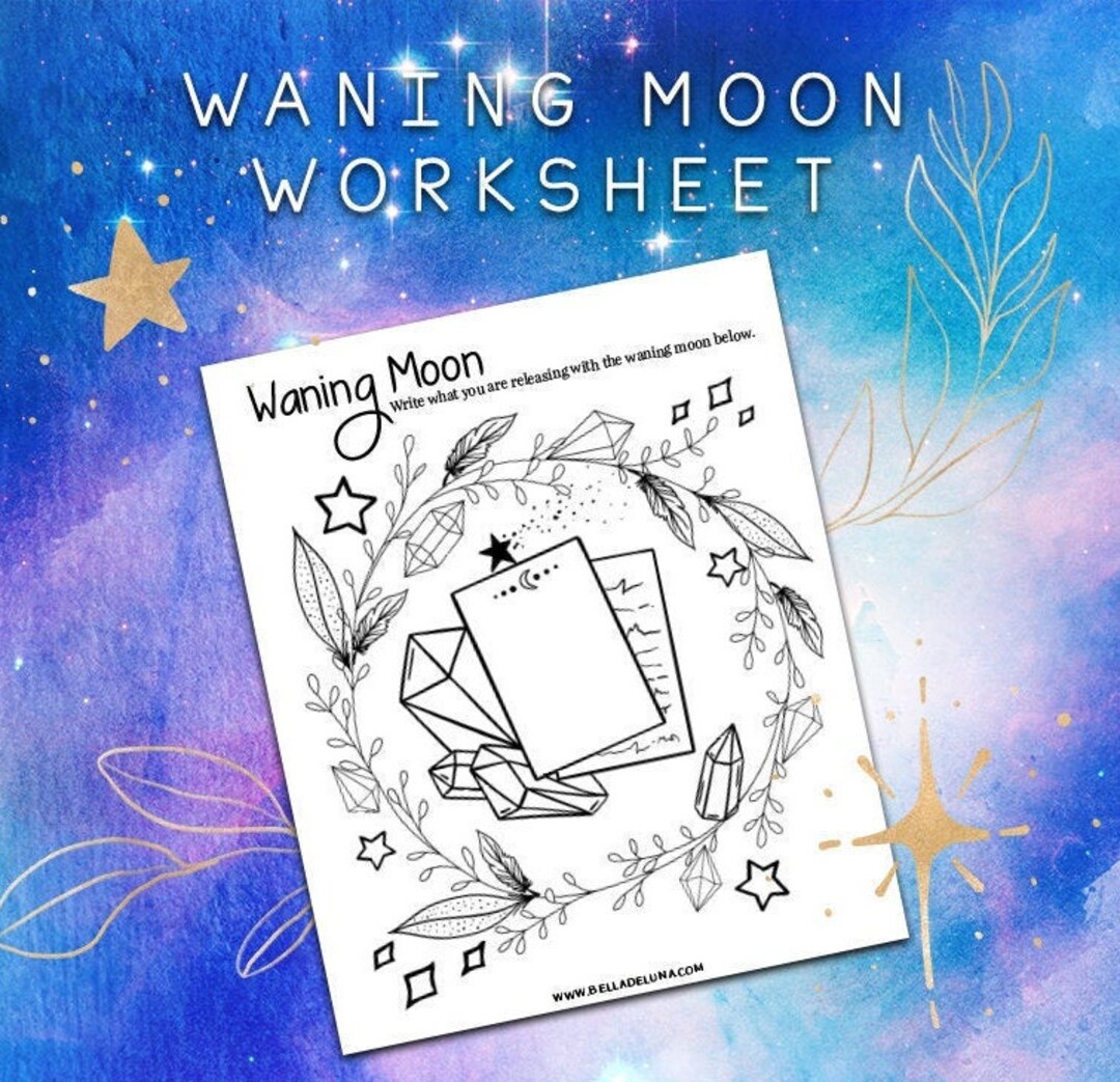 Waning Moon Worksheet - Coloring Page- Grimoire Book of Shadows ...