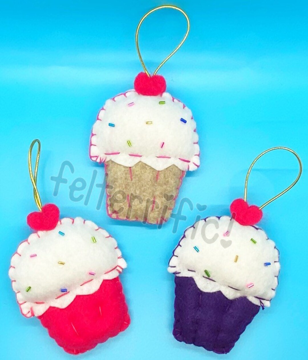 Set of 6 Handmade Felt Cupcake Ornaments/party Favors - Etsy