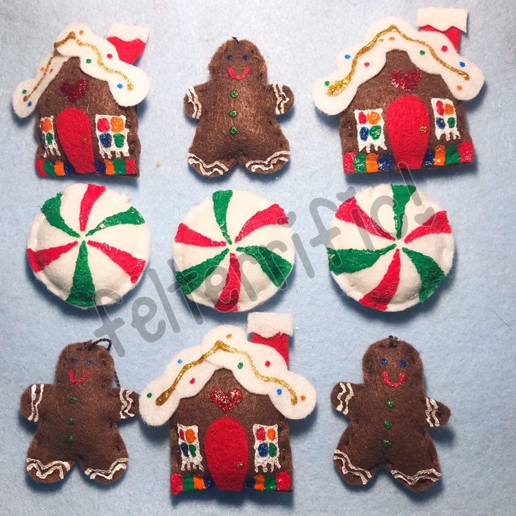 Handmade Felt Gingerbread Ornaments | Etsy