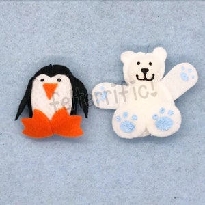 Handmade Felt Winter Friends Mini Ornaments Penguin Polar Bear ...