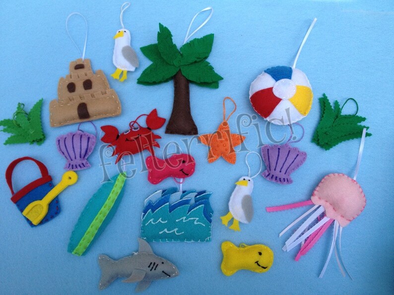 Set of 6 Handmade Day at the Beach Ornaments | Etsy