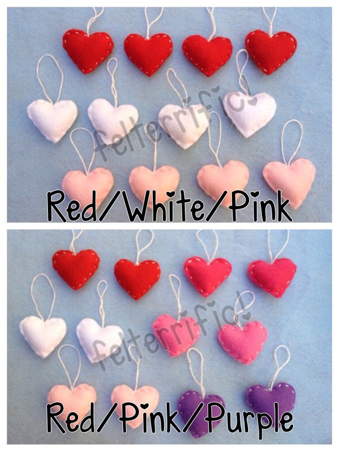 Handmade Mini Felt Heart Ornaments Choose your quantity 6 12 | Etsy