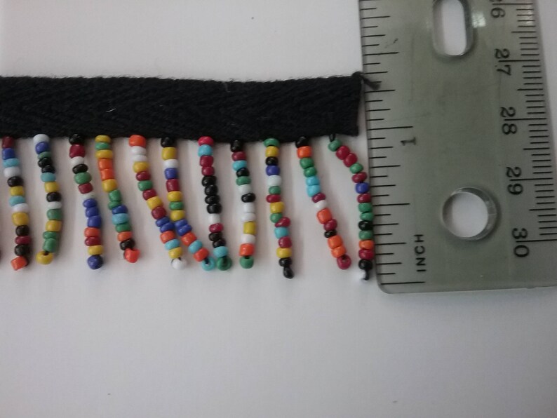 9 Yards Continuous Multi-color Seed Beads Trim Fringe on Black - Etsy