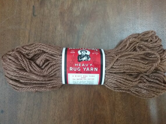 2 skeins Vintage Aunt Lydia's Rug Yarn Wood Brown Rust Crochet Sewing ...