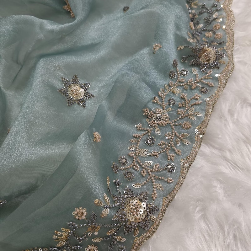 Embroidered Zardozi Saree - Etsy