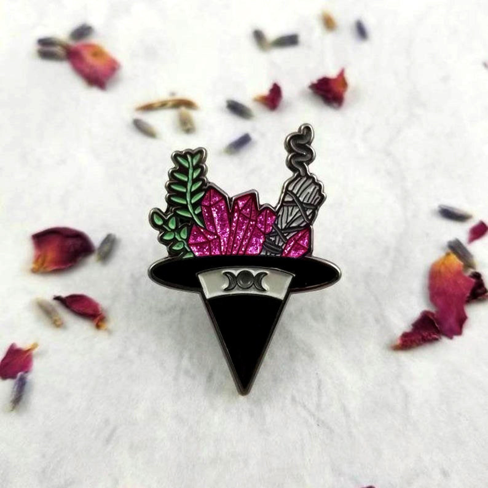 WITCH ENAMEL PIN, Crystal Pin, Horror Pin, Witchy Pin, Halloween Pin ...
