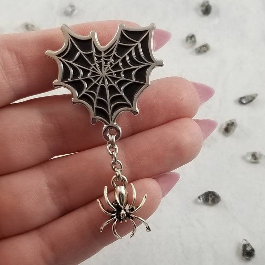 SPIDERWEB ENAMEL PIN, Spider Pin, Web Pin, Spider Web Pin, Horror Pin ...