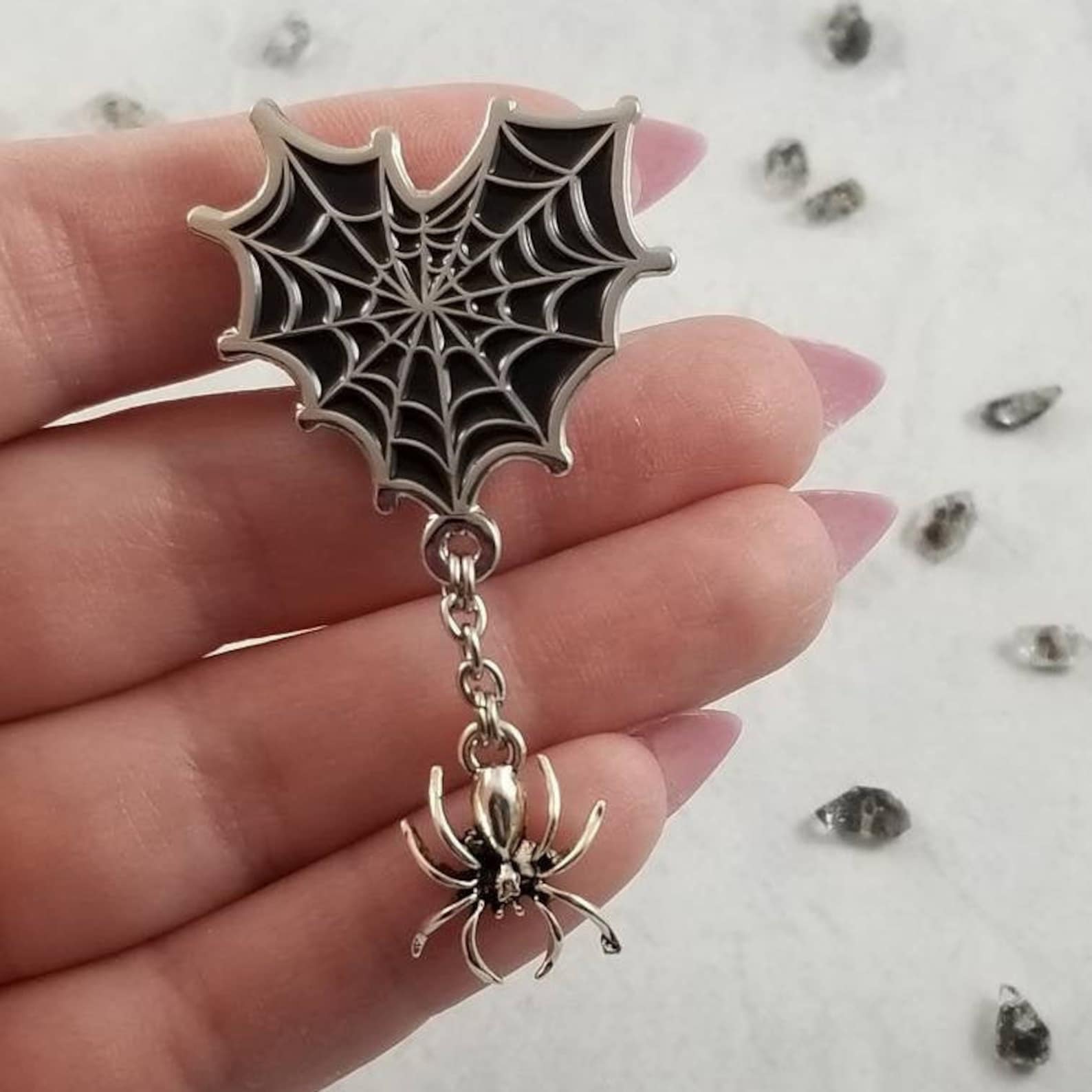 SPIDERWEB ENAMEL PIN, Spider Pin, Web Pin, Spider Web Pin, Horror Pin ...