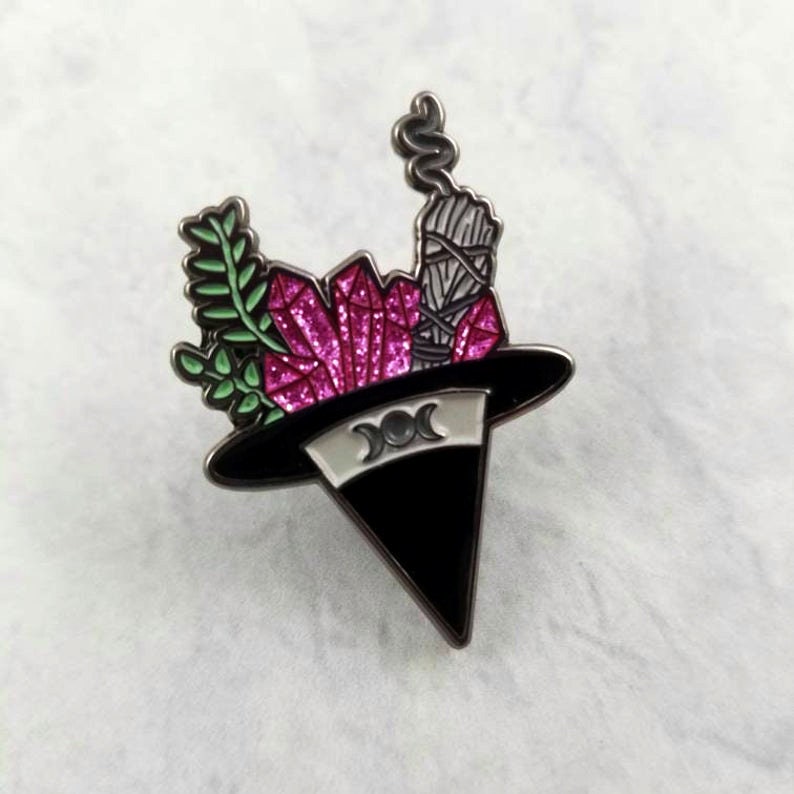 WITCH ENAMEL PIN Crystal Pin Horror Pin Witchy Pin - Etsy