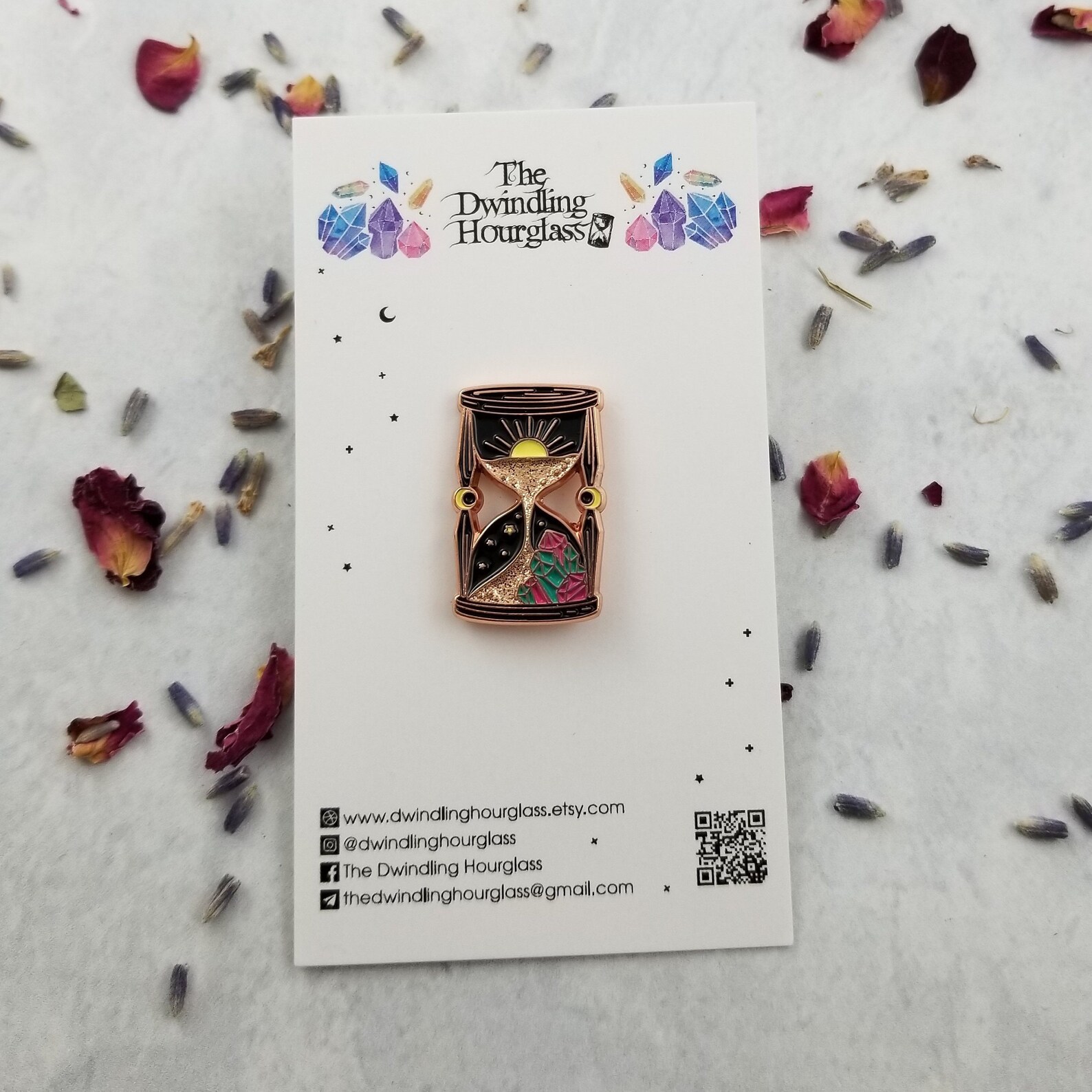 HOURGLASS ENAMEL PIN, Crystal Pin, Moon Pin, Hourglass Pin, Lapel Pin ...