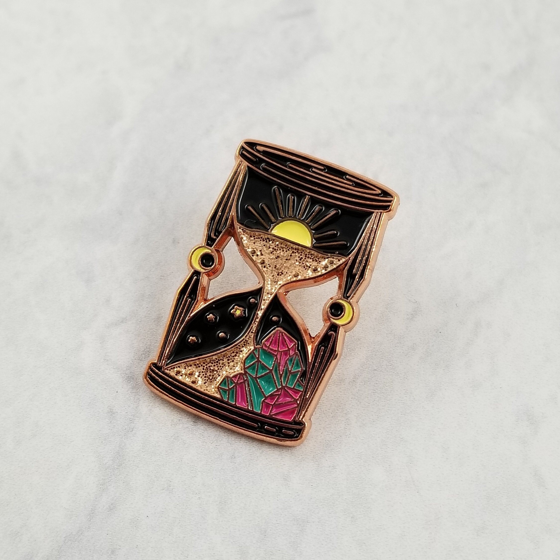 HOURGLASS ENAMEL PIN Crystal Pin Moon Pin Hourglass Pin - Etsy UK