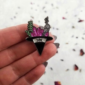 WITCH ENAMEL PIN, Crystal Pin, Horror Pin, Witchy Pin, Halloween Pin ...