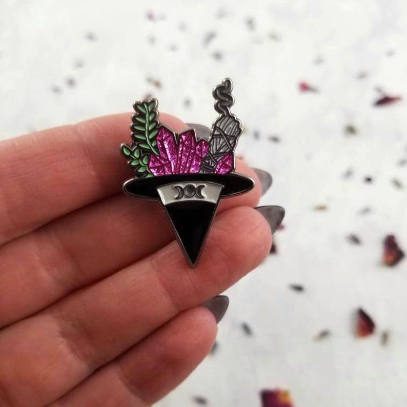 WITCH ENAMEL PIN Crystal Pin Horror Pin Witchy Pin - Etsy